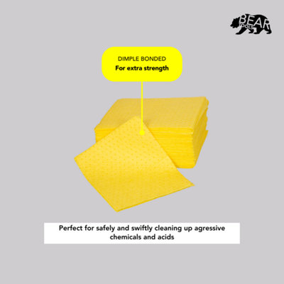 BearTOOLS Spill Control Yellow Chemical Absorbent Sheet 100 Sheets