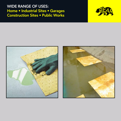 BearTOOLS Spill Control Yellow Chemical Absorbent Sheet 100 Sheets