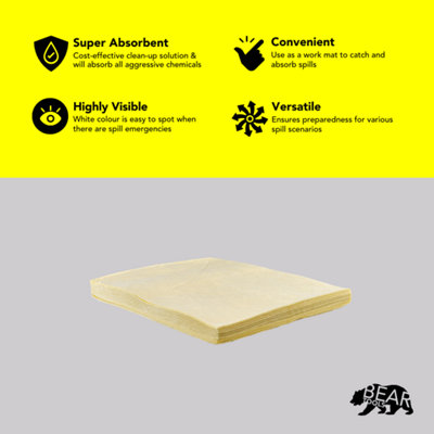 BearTOOLS Spill Control Yellow Chemical Absorbent Sheet 20 Sheets
