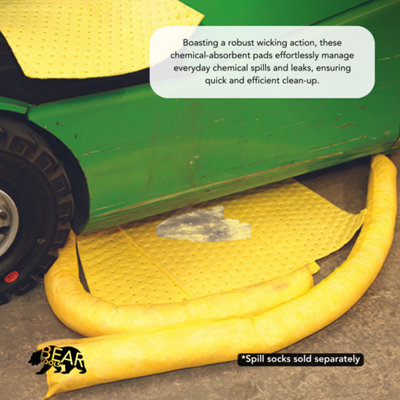BearTOOLS Spill Control Yellow Chemical Absorbent Sheet 20 Sheets