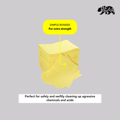 BearTOOLS Spill Control Yellow Chemical Absorbent Sheet 200 Sheets