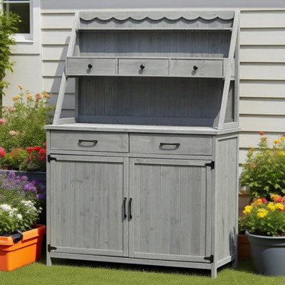 Beatrix Wooden Potting Table with Planting Worktop & Ample Storage