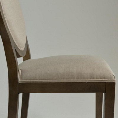 Beaumont Bar Stool Linen Upholstered Fabric Seat Vintage Brushed Oak Frame