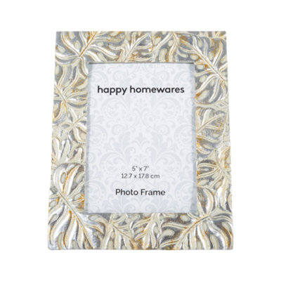 Beautiful Designer Silver and Gold Floral 3D Resin Sculptured 5x7 ...