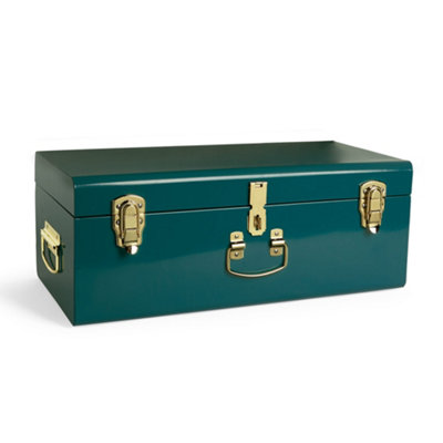 Beautify Storage Trunk - Teal Stainless Steel Storage Chest w/Gold ...