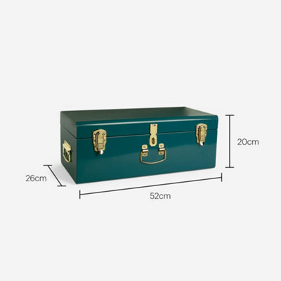 Beautify Storage Trunk - Teal Stainless Steel Storage Chest w/Gold ...
