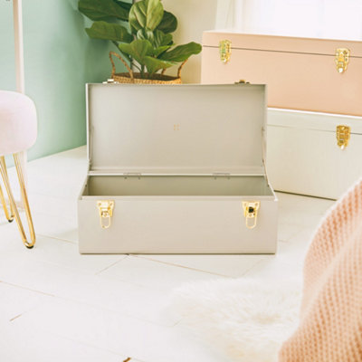 Beautify Storage Trunks, Set of 3 Pastel Stainless Steel Storage Chests ...