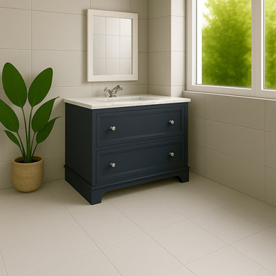 Beckett Blue Grey Floor Standing Traditional Bathroom Vanity Unit ...