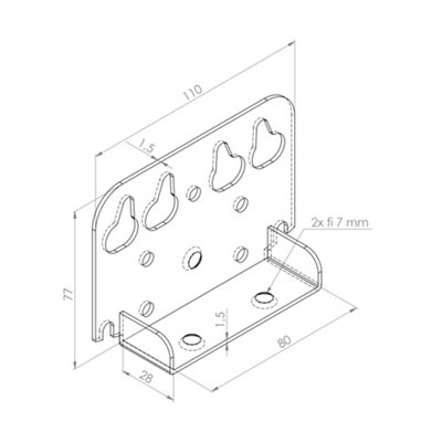 Bed Centre Rail U Shaped 80mm Support Brackets for Wooden Centre Rails
