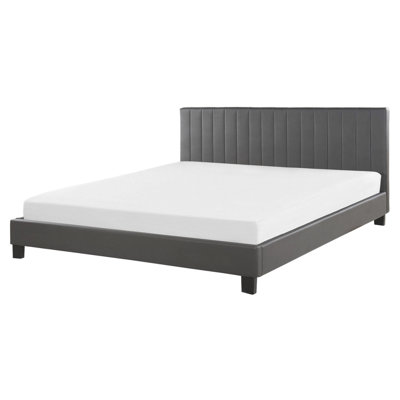 Bed Faux Leather POITIERS 160 x 200 cm (EU King Size) Grey