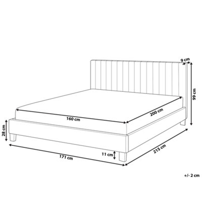 Bed Faux Leather POITIERS 160 x 200 cm (EU King Size) Grey