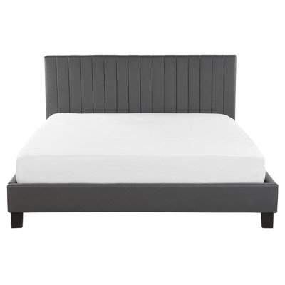 Bed Faux Leather POITIERS 160 x 200 cm (EU King Size) Grey