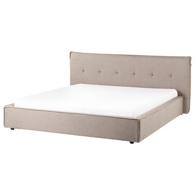 Bed Faux Linen LESTRE 180 x 200 cm (EU Super King) Taupe