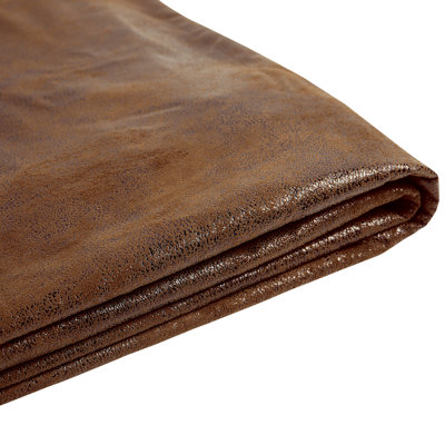 Bed Frame Cover Faux Leather FITOU 180 x 200 cm Brown