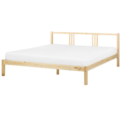 Bed Pine Wood VANNES 180 x 200 cm (EU Super King) Light Brown