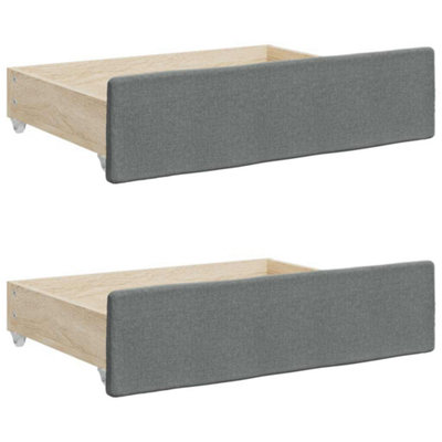 Bed Storage Drawers 2 pcs Dark Grey Engineered Wood Fabric