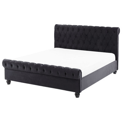 Bed Velvet AVALLON 140 x 200 cm (EU Double) Black