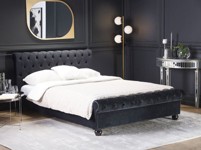 Bed Velvet AVALLON 140 x 200 cm (EU Double) Black