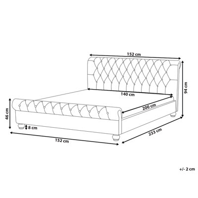 Bed Velvet AVALLON 140 x 200 cm (EU Double) Black