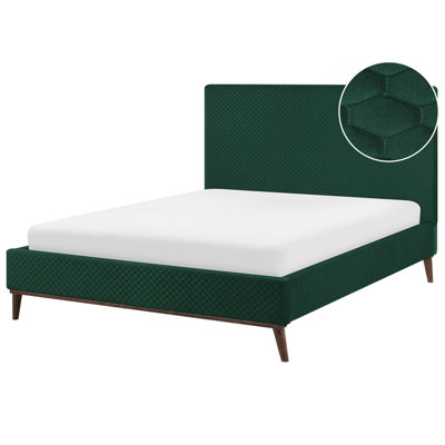 Bed Velvet BAYONNE 140 x 200 cm (EU Double) Dark Green