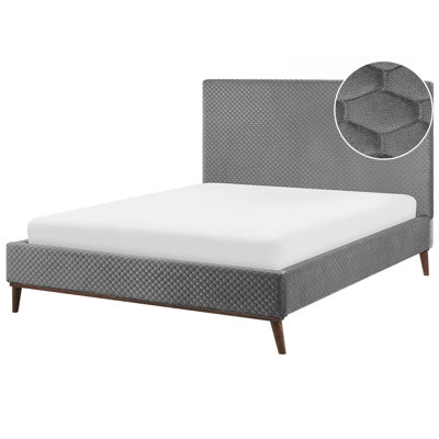 Bed Velvet BAYONNE 140 x 200 cm (EU Double) Light Grey