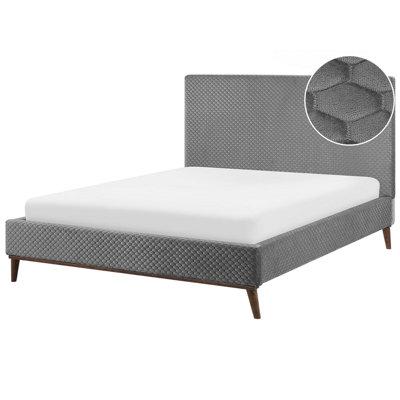 Bed Velvet BAYONNE 160 x 200 cm (EU King Size) Light Grey
