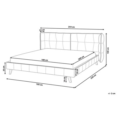 Bed Velvet SENLIS 180 x 200 cm (EU Super King) Grey