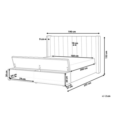 Bed with Storage Bench NOYERS Velvet Off-White 160 x 200 cm (EU King Size)
