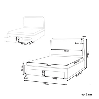 Bed with Storage Drawers SARDENT Boucle Off-White 160 x 200 cm (EU King ...