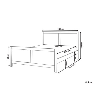 Bed Wood CHAMPAGNAT 180 x 200 cm (EU Super King) White