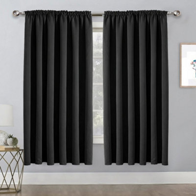 BedLooms Black Thermal Insulated Blackout Pencil Pleat Standard Window ...