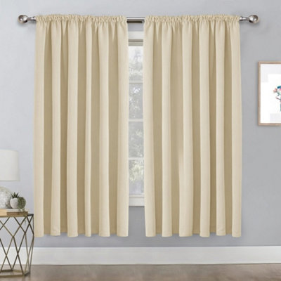 BedLooms Cream Thermal Insulated Blackout Pencil Pleat Standard Window ...