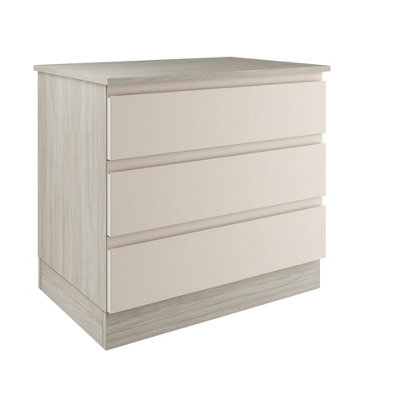 Bedroom Kit 3 Drawer J-Pull Handleless Cashmere Chest of Drawers