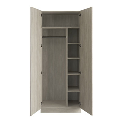 Bedroom Kit Classic Square Panel Taupe Grey Double Wardrobe with Single ...