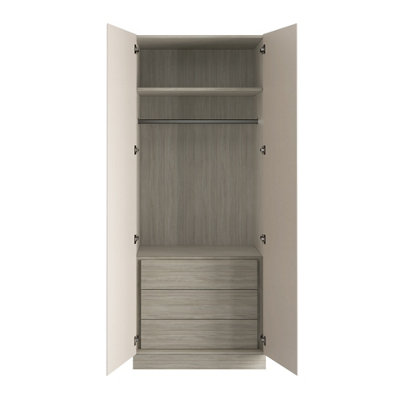 Bedroom Kit J-Pull Handleless Cashmere Double Wardrobe with Single Rail ...