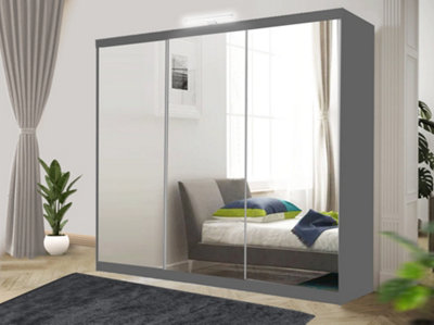 Bedroom Sliding Wardrobe with LED - Storage Space & Sleek Design comes in Width 100cm/120cm ...