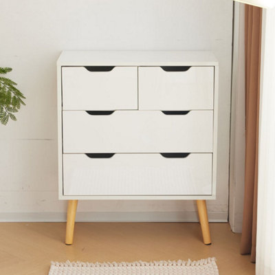 Bedroom White High Gloss 2+2 Drawers Chest Bedroom Storage Cabinet ...
