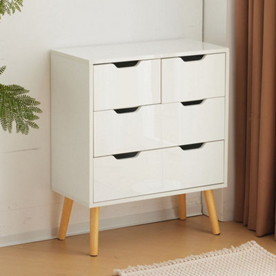 Bedroom White High Gloss 2+2 Drawers Chest Bedroom Storage Cabinet ...