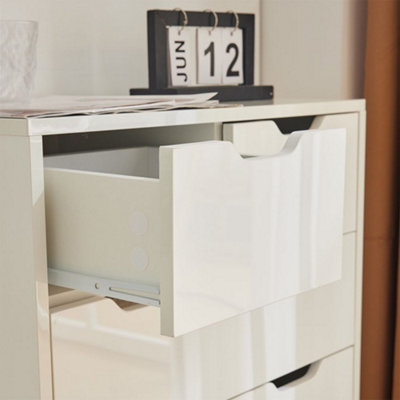 Bedroom White High Gloss 2+2 Drawers Chest Bedroom Storage Cabinet ...
