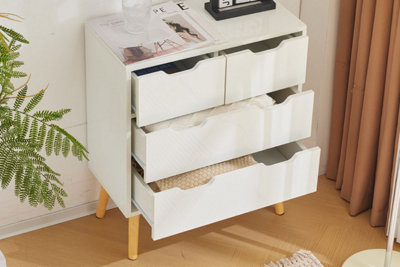 Bedroom White High Gloss 2+2 Drawers Chest Bedroom Storage Cabinet ...