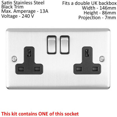 Bedside Plug Socket Pack-2x Single / USB & 1x Twin Gang-SATIN STEEL ...