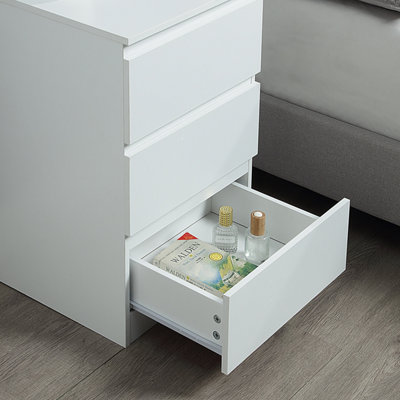 Bedside Table 3 Drawer Nightstand Table With 2 UK Plugs USB A And USB C ...