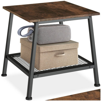 Bedside Table Bedford - industrial style, with shelf and grid shelf, 45 ...