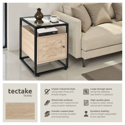Bedside table Kidderminster - industrial wood light, oak Sonoma