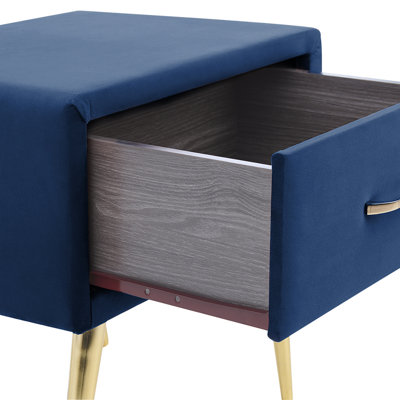 Bedside Table Velvet Navy Blue FLAYAT
