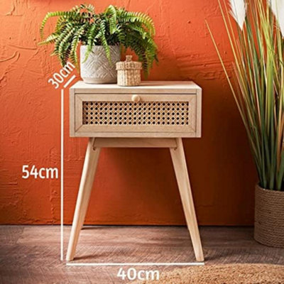 Bedside table with 1 drawer MDF wood frame cabinet With Rattan ...