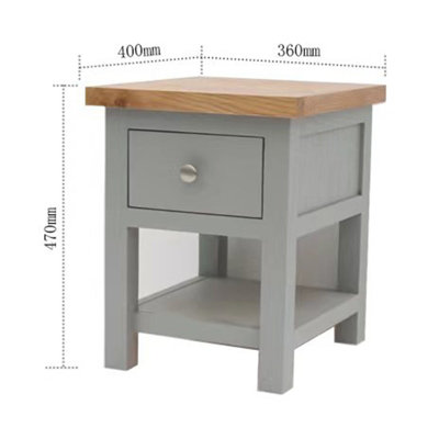 Bedside Tables, Oak Compact Side Table with Drawer and Shelf, 1 Drawer ...