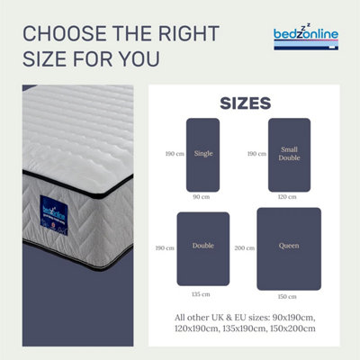 Bedzonline 7-Zone Hybrid Memory Foam & Spring Mattress, Hypoallergenic ...