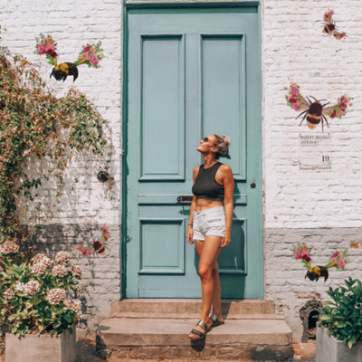 Bee Bloom Hover Bee Outdoor Vinyl Print - Trio