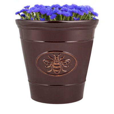 Bee Planter Outdoor Classic Ceramic Look 40cm 34lt Round Plastic Flower ...